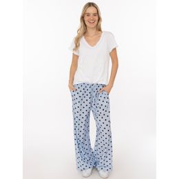 Zwillingsherz Damen Stoffhose "Sommerhose "Punkte"", Gr. L, blau, Web, Obermaterial: 100% Viskose, Hosen, allover-Punktemuster, elastischer Bund mit
