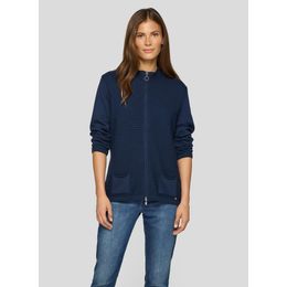 Rabe Damen Strickjacke, blau, Gr. 38, unifarben, Obermaterial: 50% Baumwolle, 50% Polyacryl, Strickjacken, mit Rei&szlig;verschluss und Stehkragen