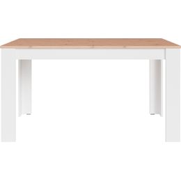Esstisch ByLiving, B:140cm T:80cm, wei&szlig;, K&uuml;che, Tische, "Nori", K&uuml;chentisch in Eicheoptik, Gestell wahlweise anthrazit oder wei&szlig;