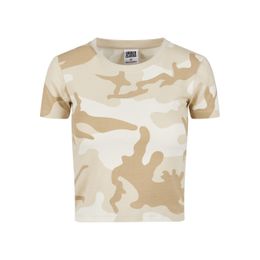 Urban Classics Damen T-Shirt "Urban Classics Damen Ladies Cropped Camo Tee", beige, Gr. XL, gemustert, 95% Baumwolle, 5% Elasthan, Shirts