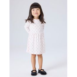 name it M&auml;dchen Jerseykleid "NMFNICOLE LS DRESS PB", rosa, Gr. 92, bedruckt, Jersey, Obermaterial: 95% Baumwolle, 5% Elasthan, Kleider,