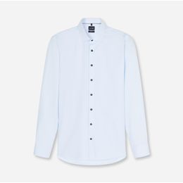 OLYMP Herren Langarmhemd "Level Five"bleu, Gr. 43, Web, Obermaterial: 97% Baumwolle, 3% Elastolefin, Hemden, Businesshemd, Body Fit, Kentkragen