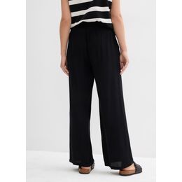 bonprix Damen Palazzohoseschwarz, Gr. 42, Obermaterial: 100% Viskose, Hosen, lockere Passform, aus Viskose, maschinenwaschbar, femininer Stil