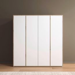 Dreht&uuml;renschrank Rauch, B:187cm H:194cm T:53cm, wei&szlig;, Holzwerkstoff, Schr&auml;nke, "Kleiderschrank Schrank Garderobe W&auml;scheschrank NABILA viel Stauraum",