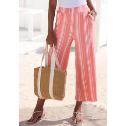 Lascana Damen 7/8-Hose "mit locker-luftigem Bein", rosa, Gr. 34, Crinkleoptik, gestreift, Cr&ecirc;pe, Obermaterial: 71% Viskose, 27% Polyester, 2%