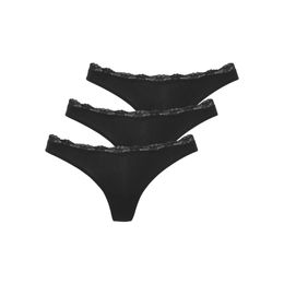 Lascana Damen String, Gr. 36, schwarz, Obermaterial: 95% Baumwolle, 5% Elasthan. Spitze: 87% Polyamid, 13% Elasthan, unifarben, Unterhosen, aus