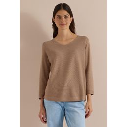 Cecil Damen V-Ausschnitt-Pullover, braun, Gr. XL, unifarben, Web, 60% Baumwolle, 40% Viskose, Pullover, im soften Baumwoll-Mix