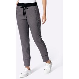 Heine Damen Jogger Pants, grau, Gr. 36, Hahnentrittmuster, gemustert, 65% Polyester, 33% Viskose, 2% Elasthan, Hosen