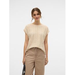 V&eacute;ro Moda VERO MODA Damen T-Shirt "VMMAYA AVA SS TOP JRS VO", beige, Gr. S, unifarben, Jersey, Obermaterial: 95% Polyester, 5% Elasthan, Shirts, Materialmix,