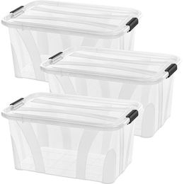 Siena Home Aufbewahrungsbox "Anzio", 3 Stk., B/H/T: 25,4cm x 18,5cm x 38,5cm, transparent, K&uuml;che, Aufbewahrungsboxen, Kunststoff, 100% recyclebar