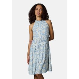 Ragwear Damen A-Linien-Kleid "Angylee Print YOUMODO", blau, Gr. L, Material: 100% Viskose, Kleider, Leichtes Sommerkleid mit Bindeg&uuml;rtel