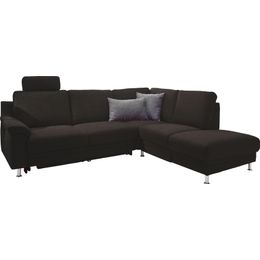 Ecksofa 3C CARINA, B:252cm H:91cm T:208cm, braun, Chenille Easy care (100% Polyester);Struktur (100% Polyester), Wohnzimmer, Sofas, "Korfu L-Form",