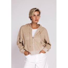 Zhrill Damen Sweatblazer "RATANA", beige, Gr. L, unifarben, Frottee, Obermaterial: 100% Baumwolle, Blazer, l&auml;ssiger Look, h&uuml;ftlange Schnittform, mit