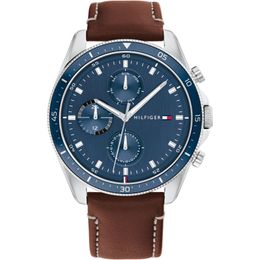 Tommy Hilfiger Herren Multifunktionsuhr "PARKER", braun, Armbanduhren, Quarzuhr, Armbanduhr, Herrenuhr, Datum, Lederarmband