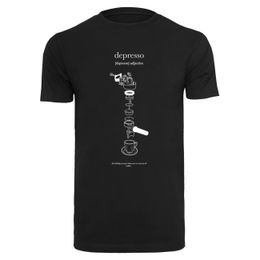 MisterTee Herren T-Shirt "MisterTee Depresso T-Shirt Round Neck", schwarz, Gr. M, bedruckt, 100% Baumwolle, Shirts