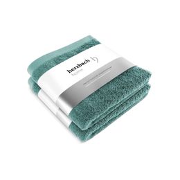Handtuch Set HERZBACH HOME, gr&uuml;n, Jersey, Obermaterial: 100% Baumwolle CO., Handtuch-Sets, "Pura", 550g/m&sup2;, Premium-Qualit&auml;t, 100% Baumwolle,