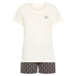 Vivance Dreams Damen Shorty, Gr. 44, beige, Single Jersey, Obermaterial: 50% Baumwolle, 50% Viskose. Unterteil: 50% Baumwolle, 50% Viskose, bedruckt,