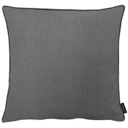 Dekokissen Apelt, B:59cm L:59cm, grau, Leinen, Polyester, Dekokissen_Sitzkissen_Kissenh&uuml;llen, "Stone", mit Kettelrand