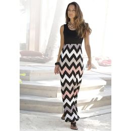 Lascana Damen Maxikleid "mit Zick-zack-Druck, figurbetont", bunt, Gr. 36, bedruckt, gemustert, Jersey, Obermaterial: 100% Viskose, Kleider, langes