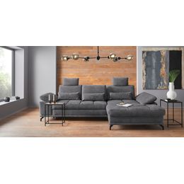 Ecksofa OTTO HOME, B:301cm H:89cm T:176cm, grau, 100% Polyester;Samtoptik (100% Polyester), Wohnzimmer, Sofas, "Costello L-Form, B: 301 cm mit