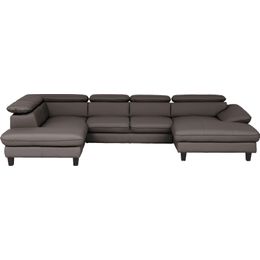 Home Affaire Kinder Wohnlandschaft "Pilot U-Form", B/H/T: 331cm x 108cm, Leder PAMPAS, Ottomane links Recamiere rechts,mit Kopfteilverstellung,mit