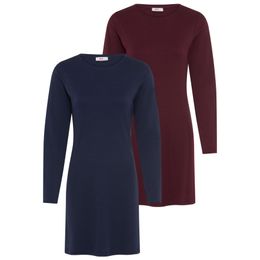 Flashlights Damen Jerseykleid "Basic-Schnitt mit Rundhals und langen &Auml;rmeln", bunt, Basic, Gr. 36, unifarben, Interlock, Obermaterial: 100%