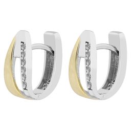 Adelia&acute;s ADELIA ́S Damen Klappcreolen "Ohrringe &ndash; Klappcreole aus 925 Silber mit Zirkonia", gold, Silber 925 (Sterlingsilber), Ohrringe, Ein Geschenk, das