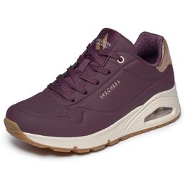 Skechers Damen Sneaker "UNO GOLDEN AIR", Gr. 40weinfarben, Lederimitat, Schuhe, Freizeitschuh, Halbschuh, Schn&uuml;rschuh mit Metallic-Einsatz
