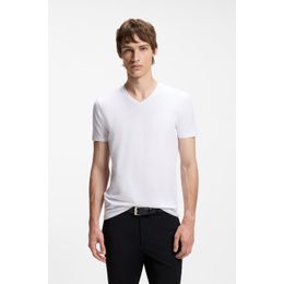 Hugo Herren T-Shirt "Hugo-V"wei&szlig;100, Gr. XXXL, unifarben, Single Jersey, Obermaterial: 96% Baumwolle, 4% Elasthan, Shirts, V-Ausschnitt, Slim-Fit,