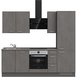 K&uuml;chenzeile Nobilia, B:240,3cm H:216,6cm T:60cm, grau, Komplettk&uuml;chen-Sets, ""Riva II", NEU: individuell anpassbar mit gratis Profi-Beratung",