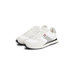 Tommy Jeans Herren Sneaker "TJM EVA RUNNER MIX MATERIAL", Gr. 43, wei&szlig;, Lederimitat, Textil, Veloursleder, Schuhe, Freizeitschuh, Schn&uuml;rschuh mit
