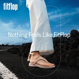 fitflop Damen Zehentrenner "SOLAY MIXED-CRYSTAL TOE-POST SANDALS", Gr. 39rose, Textil, Glitzer, Schuhe, Dianette, Schlupfschuh, Sommerschuh mit edlem