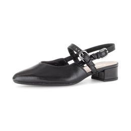 Gabor Damen Slingpumps, Gr. 38, schwarz, Nappaleder, unifarben, Schuhe, Blockabsatz, Businessschuh mit zwei verstellbaren Schnallen