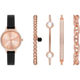 Skechers Damen Quarzuhr "ELEVATED GLITZ SET", schwarz, Armbanduhren, Armbanduhr, Damenuhr, analog, Glassteine, Geschenkidee