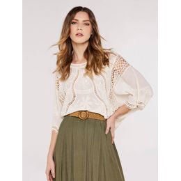 Apricot Damen Shirtbluse "Top aus Baumwollmischung", grau, Gr. L, uni, gewebt, Obermaterial: 64% Baumwolle CO. 36% Viskose CV., Blusen, mit