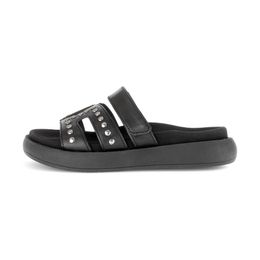 Gabor Damen Pantolette, Gr. 42, schwarz, Nappaleder, unifarben, Schuhe, Plateau, Sommerschuh, Schlupfschuh mit gl&auml;nzenden Nieten besetzt