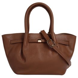 FORTY Damen Henkeltasche "Colentessa - S", braun, Leder, leicht gl&auml;nzend, unifarben, Taschen, echt Leder, Made in Italy