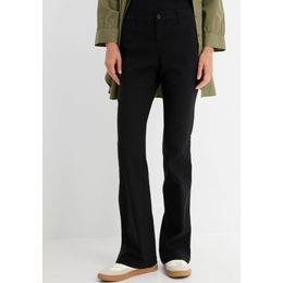 bonprix Damen Stretch-Hose, schwarz, Gr. 38, unifarben, Web, Obermaterial: 72% Polyester, 24% Viskose, 4% Elasthan, Hosen, aus Viskose, mit