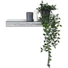 Wandregal, B:50cm H:5,5cm T:15cm, silber, Mirrors and More, Glas, Wohnzimmer, Regale, "Glitty", Dekoratives Regal