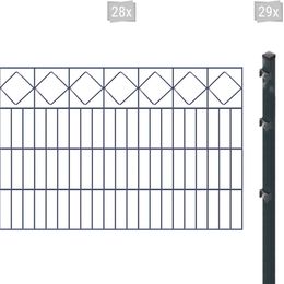 Arvotec Doppelstabmattenzaun "ESSENTIAL 80 zum Einbetonieren "Karo" mit Zierleiste", H/L: 80cm x 56m, Pfosten: 29 Stk., grau, Zaunelemente, Zaunh&ouml;he