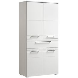 Midischrank SAPHIR, B:76cm H:156cm T:38cm, wei&szlig;, Holzwerkstoff, Badezimmer, Schr&auml;nke, "mit 2 Einlegeb&ouml;den"