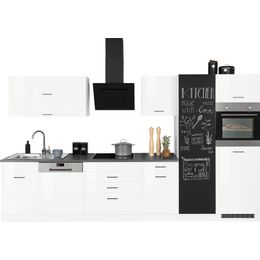 K&uuml;chenzeile KOCHSTATION, B:350cm T:60cm, wei&szlig;, Komplettk&uuml;chen-Sets, "KS-Trier", mit E-Ger&auml;ten, Breite 350 cm