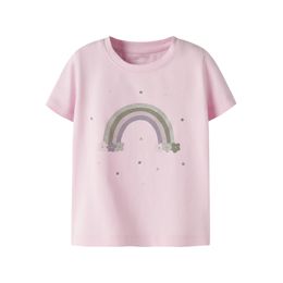 name it M&auml;dchen T-Shirt "NMFDOTTAS SS TOP", rosa, Gr. 92, bedruckt, unifarben, Jersey, Obermaterial: 95% Baumwolle, 5% Elasthan, Shirts