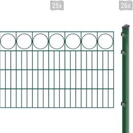 Arvotec Doppelstabmattenzaun "EXCLUSIVE 80 zum Einbetonieren "Ring" mit Zierleiste", H/L: 80cm x 50m, Pfosten: 26 Stk., gr&uuml;n, Zaunelemente, Zaunh&ouml;he