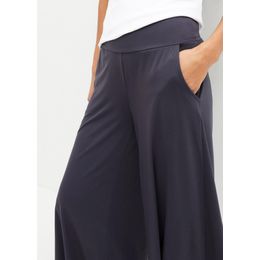 bonprix Damen Culotte, blau, Gr. 36, Obermaterial: 64% Polyester, 32% Viskose, 4% Elasthan, Hosen, mit breitem Komfortbund, lockere Passform,