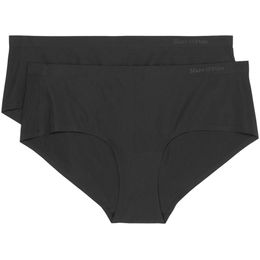 Marc O'Polo MARC O'POLO Damen H&uuml;ftpanty "Second Skin", Gr. XS, schwarz, Obermaterial: 74% Polyamid, 26% Elasthan, unifarben, Unterhosen, mit Logo-Schriftzug