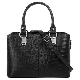 CLUTY Damen Umh&auml;ngetasche, schwarz, Leder, Taschen, echt Leder, Made in Italy