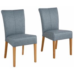4-Fu&szlig;stuhl Home Affaire, B:47cm H:93cm T:64cm, blau, Massivholz, St&uuml;hle, "Queen Polsterstuhl", verschiedene Bez&uuml;ge, Gestell Massivholz