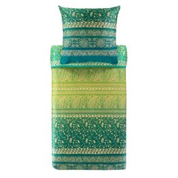 Bettw&auml;sche Bassetti, gr&uuml;n, Satin, Obermaterial: 100% Baumwolle CO., Bettw&auml;sche, "BRENTA", aus satinierter Baumwolle und Rei&szlig;verschluss