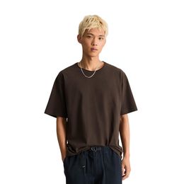 Marc O'Polo Herren T-Shirt "mit Rollkante am Ausschnitt", braun, Basic, Gr. L, MARC O'POLO DENIM, unifarben, Obermaterial: 100% Baumwolle, Shirts
